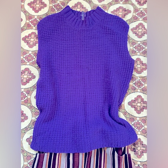 Sweaters | Vintage 6s Bright Purple Sleeveless Sweater Mock Turtleneck ...